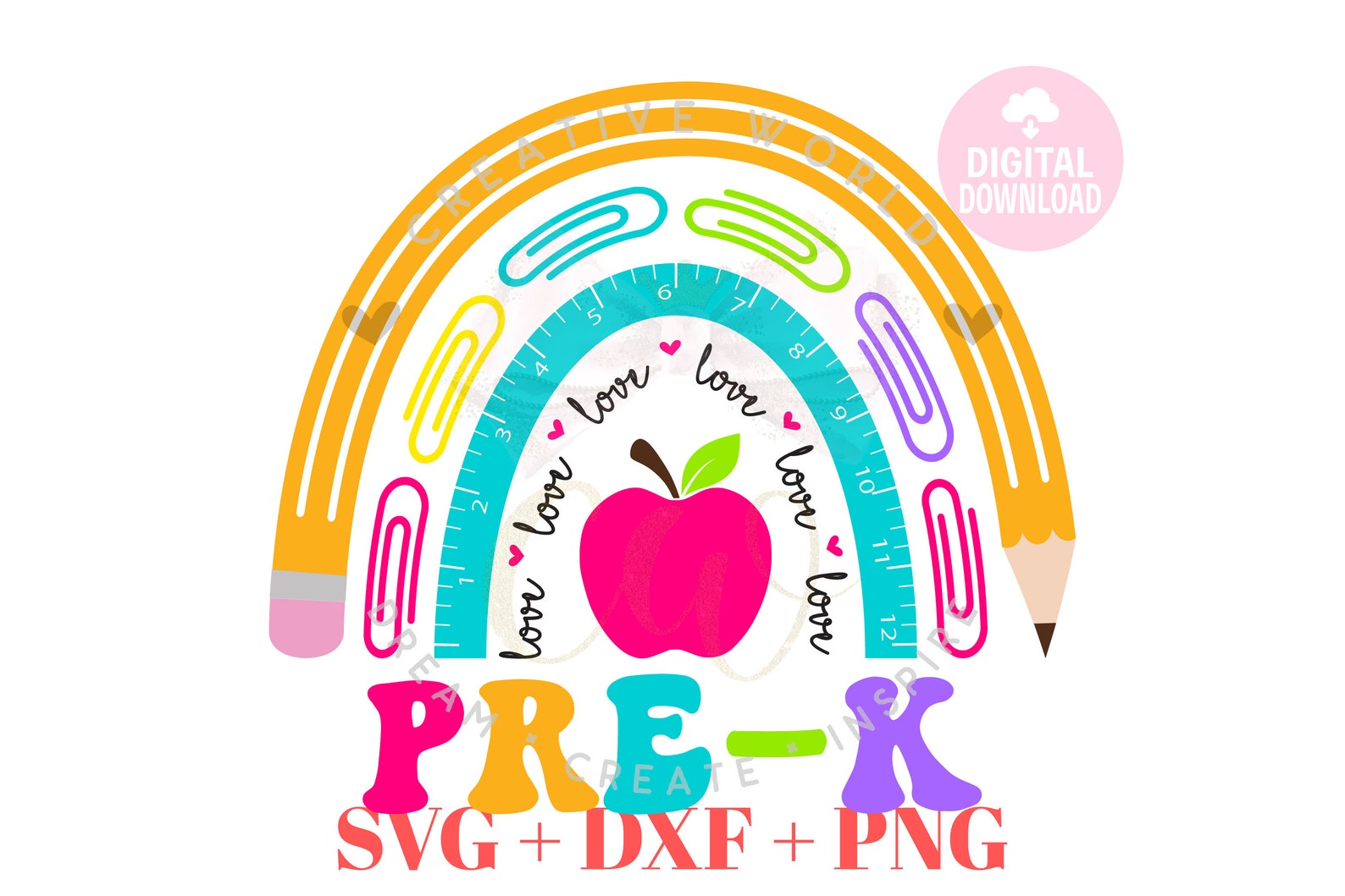 School Supply Rainbow Svg Rainbow Svg Pre-k Svg Pre-k - Etsy