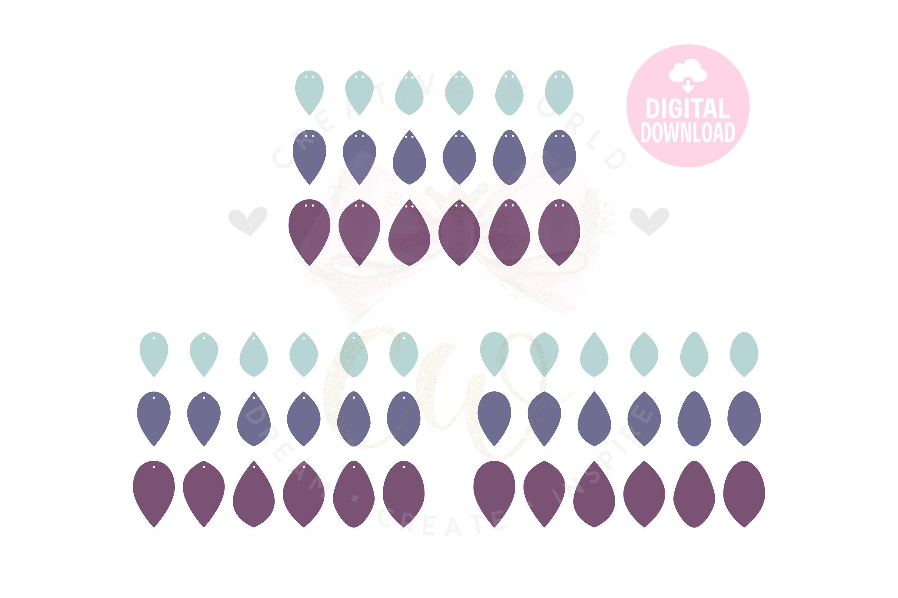 Pinched Stacked Double Holes Earring Svg One Hole Svg | Etsy