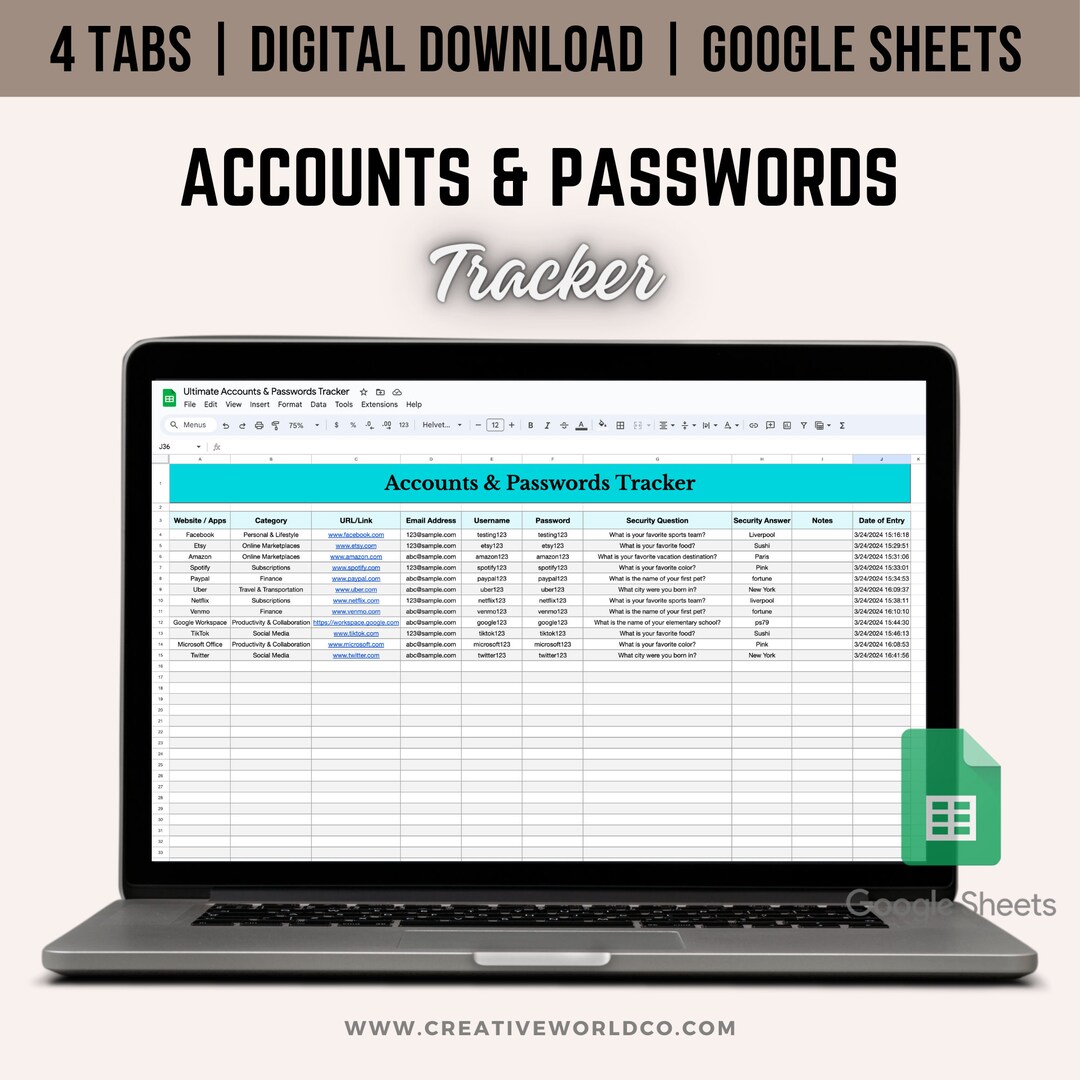 Ultimate Accounts and Passwords Tracker Password Manager Personal ...