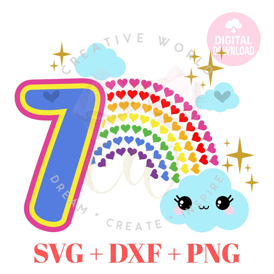 7th Birthday | Rainbow 7th Birthday Svg | Rainbow Birthday Svg ...