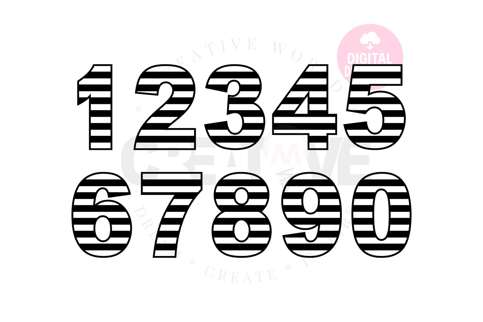 Stripe Number svg Stripe Number Black and White Stripe svg | Etsy
