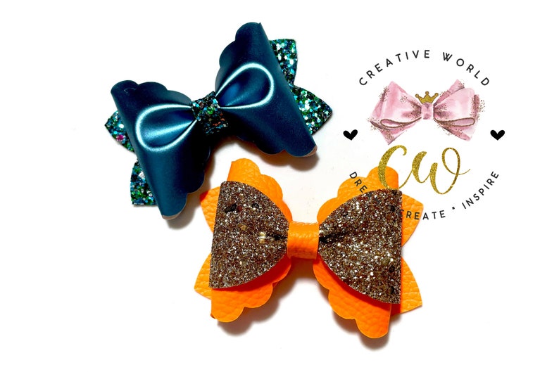 2 in 1 Trendy Scallop Pinch Bow Digital Template Scallop - Etsy