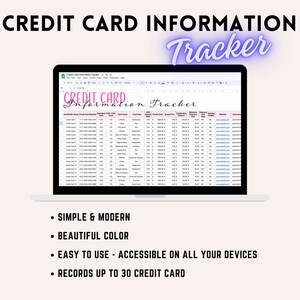 Credit Card Information Tracker | Personal Finance Organizer | Credit ...
