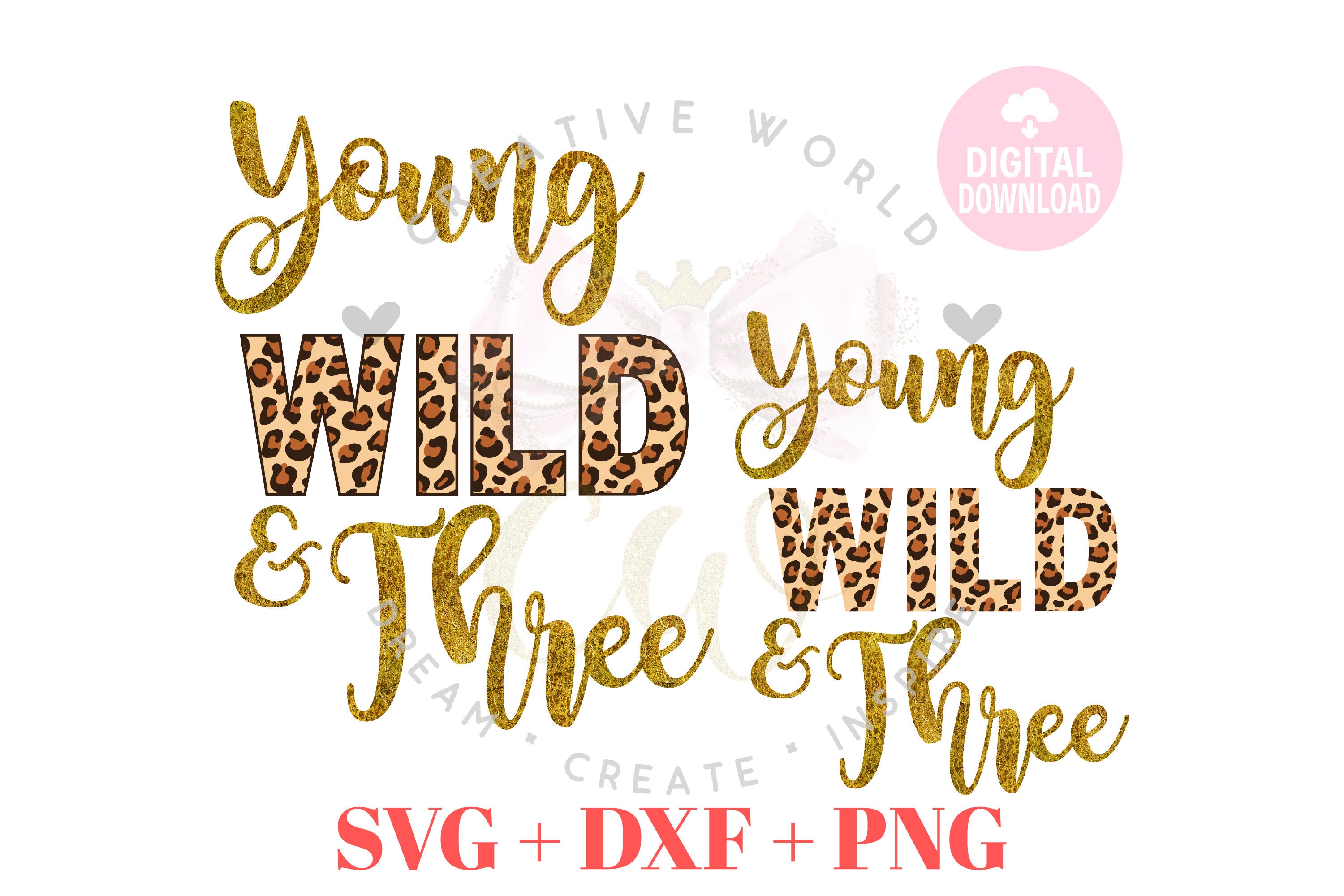 Young Wild and Three Birthday Svg 3rd Birthday Svg Leopard - Etsy