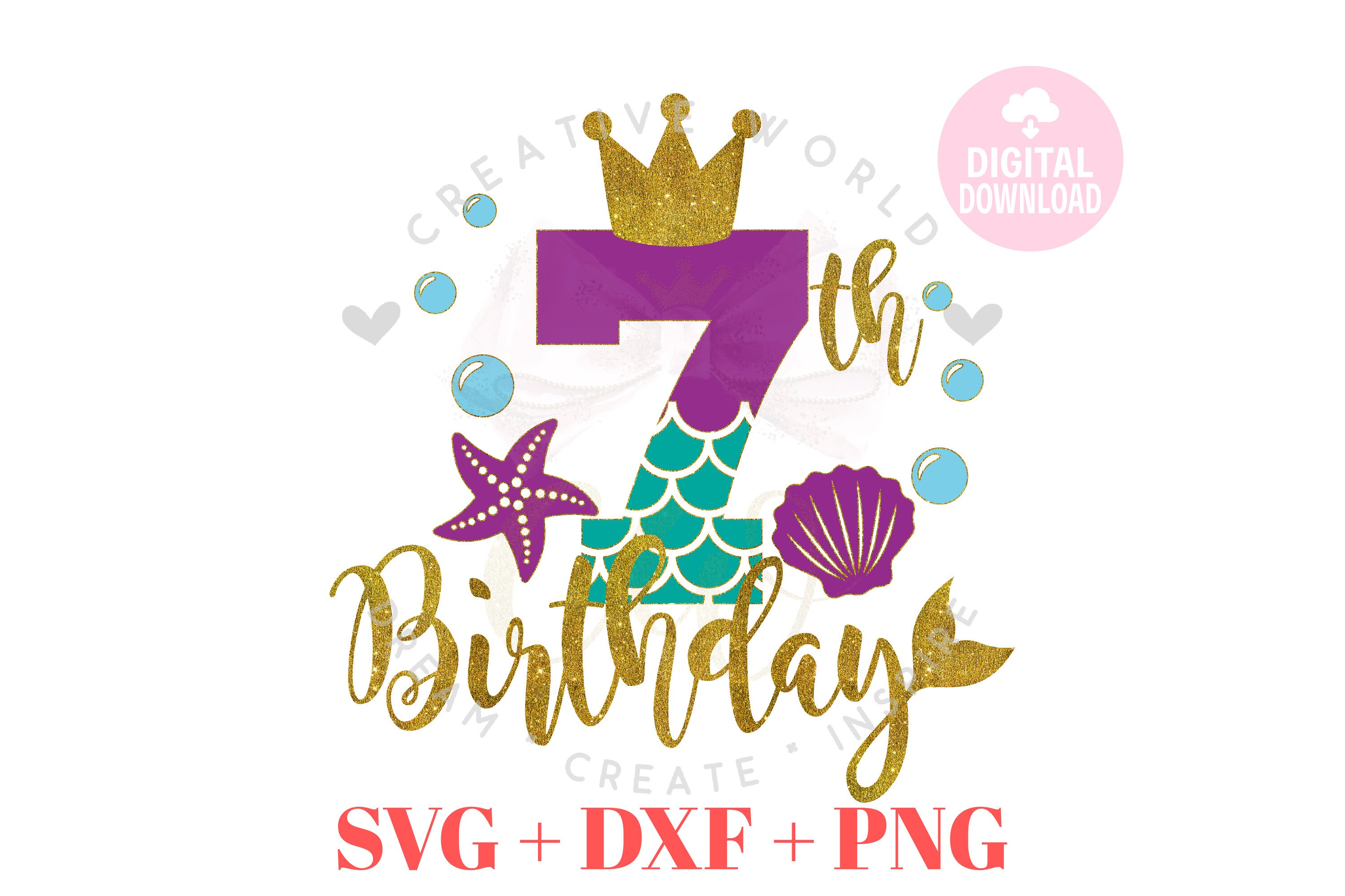 7th Birthday Mermaid SVG Mermaid SVG Mermaid Birthday SVG - Etsy