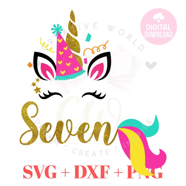 Unicorn 7th Birthday Svg - Etsy