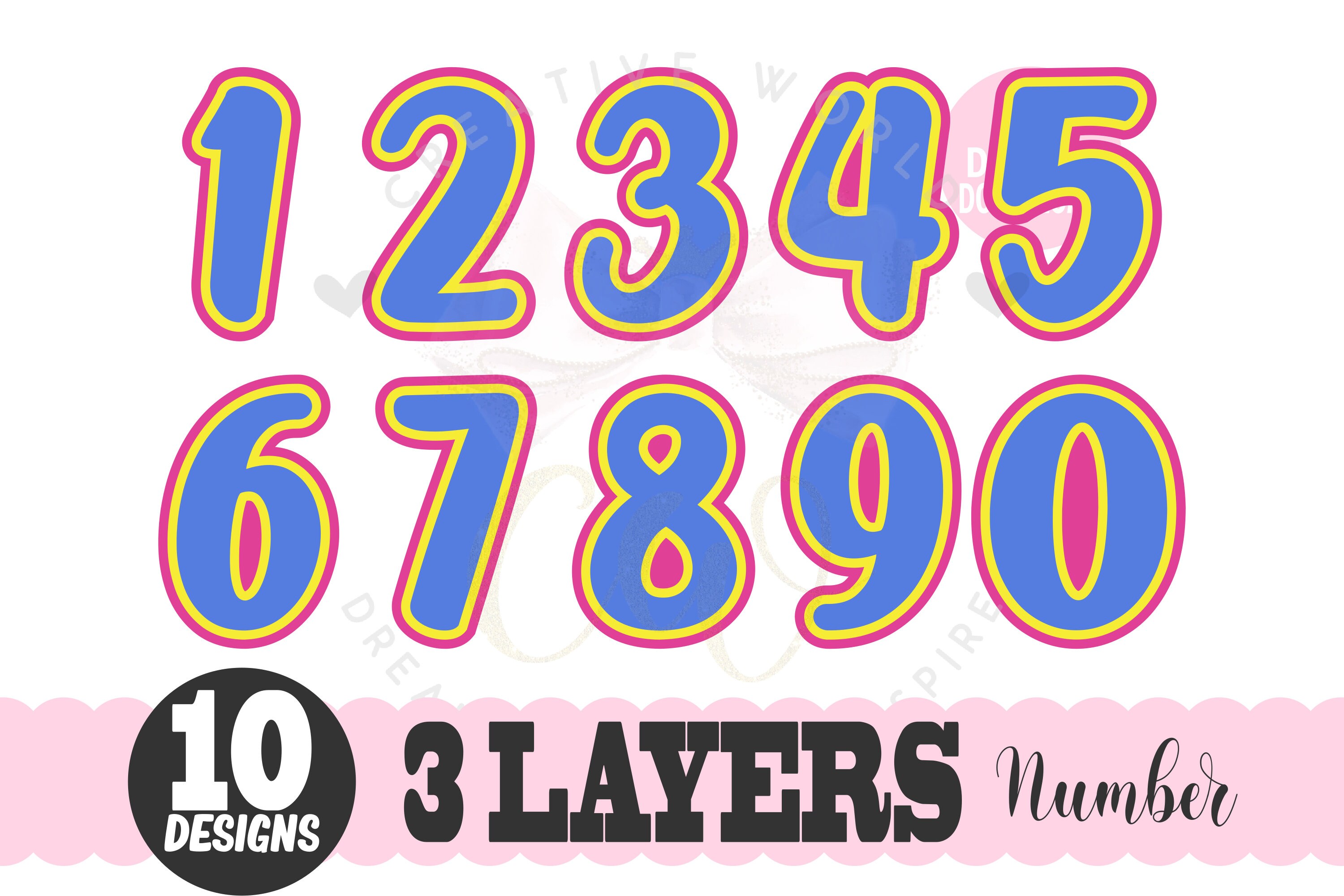 3 Layers Numbers 0-9 Svg Layers Number Svg Modern Number - Etsy