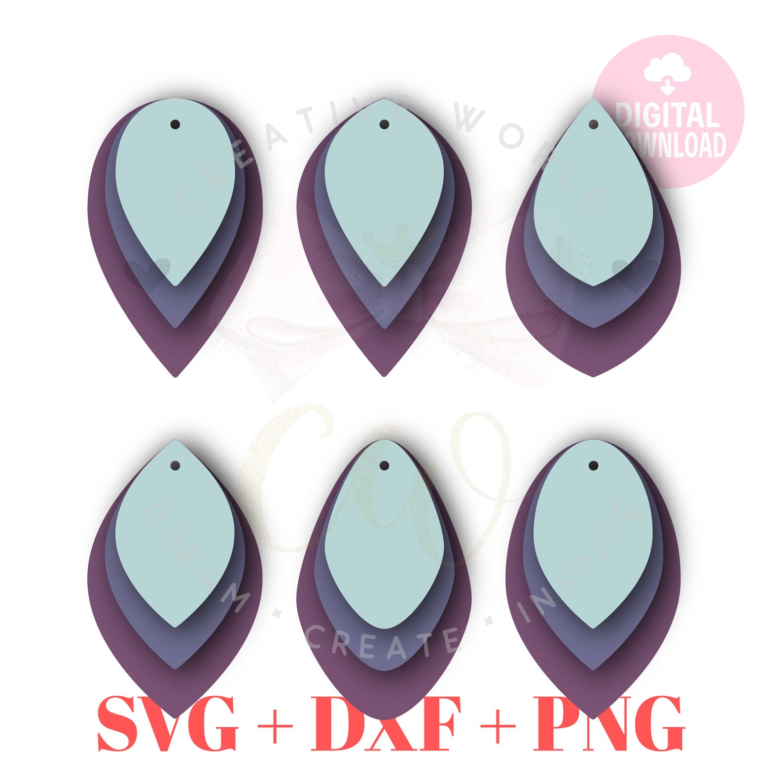 Pinched Stacked Double Holes Earring Svg One Hole Svg Leather Earrings ...