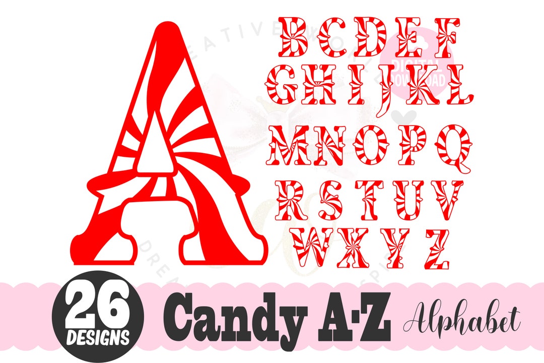 Candy Cane Alphabet Svg Letter A-Z Svg Christmas Candy Cane Alphabet ...