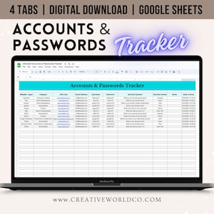 Ultimate Accounts and Passwords Tracker | Password Manager | Personal ...