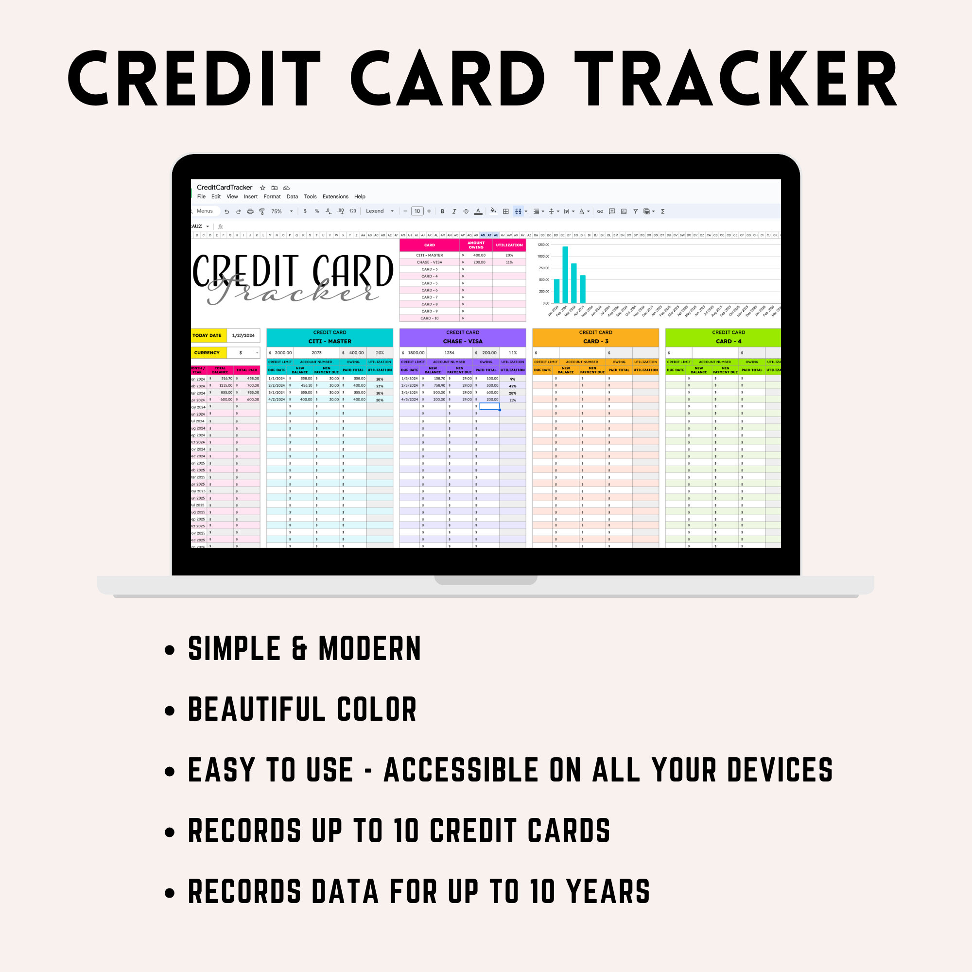 Credit Card Tracker | Personal Finance Organizer | Credit Card Tracker ...
