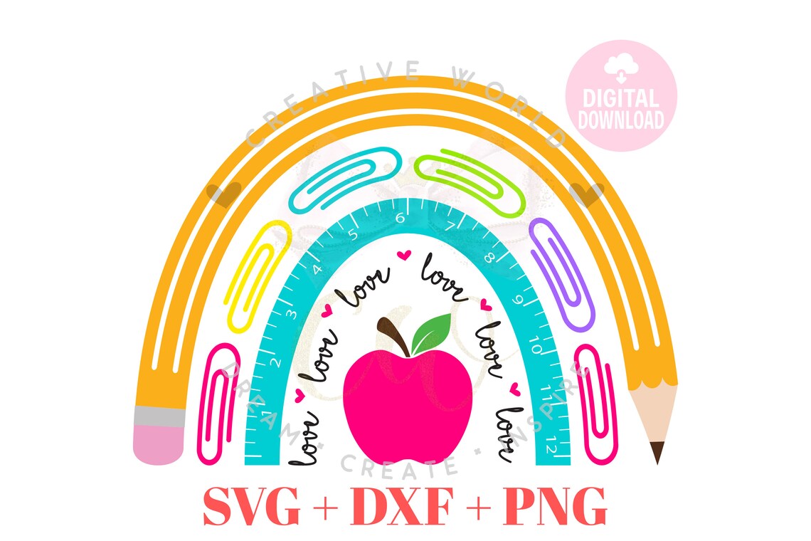 School Supply Rainbow Svg Rainbow Svg Teacher Svg Back - Etsy