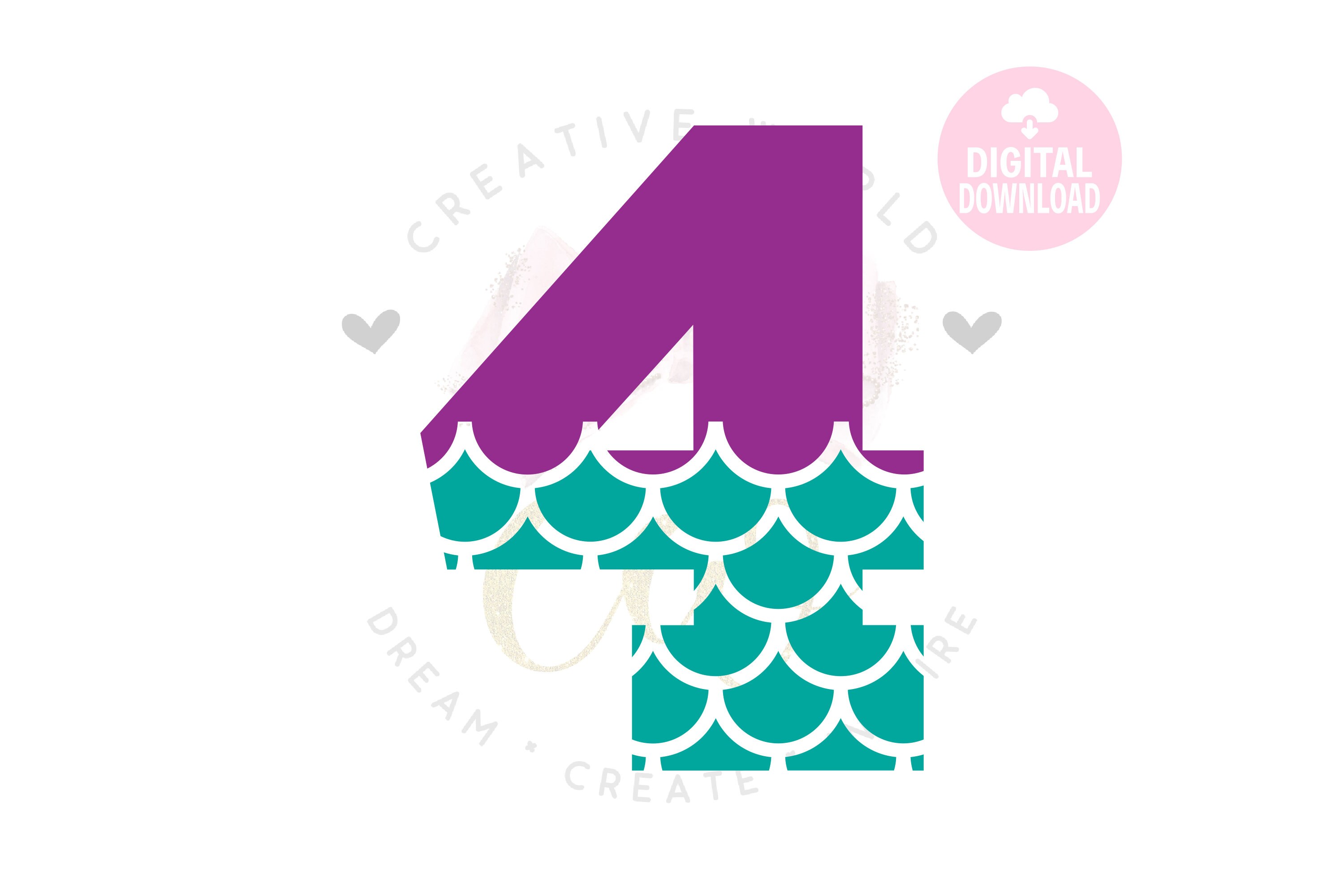 4th Birthday Girl Svg Mermaid Birthday Svg Mermaid Number 4 Svg Mermaid ...