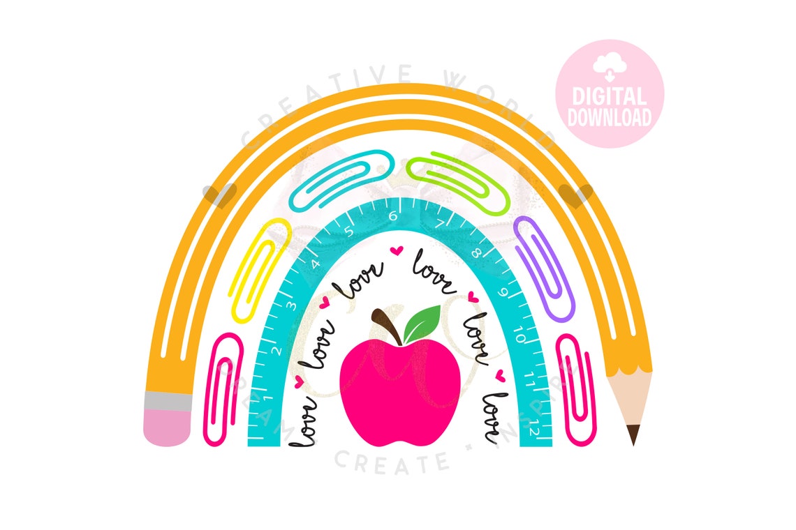 School Supply Rainbow svg Rainbow svg Teacher svg Back | Etsy