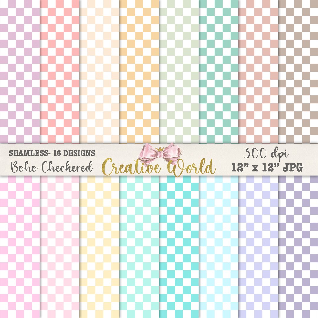 Boho Checkered Boho Pastel Color Digital Paper 300 Dpi - Etsy