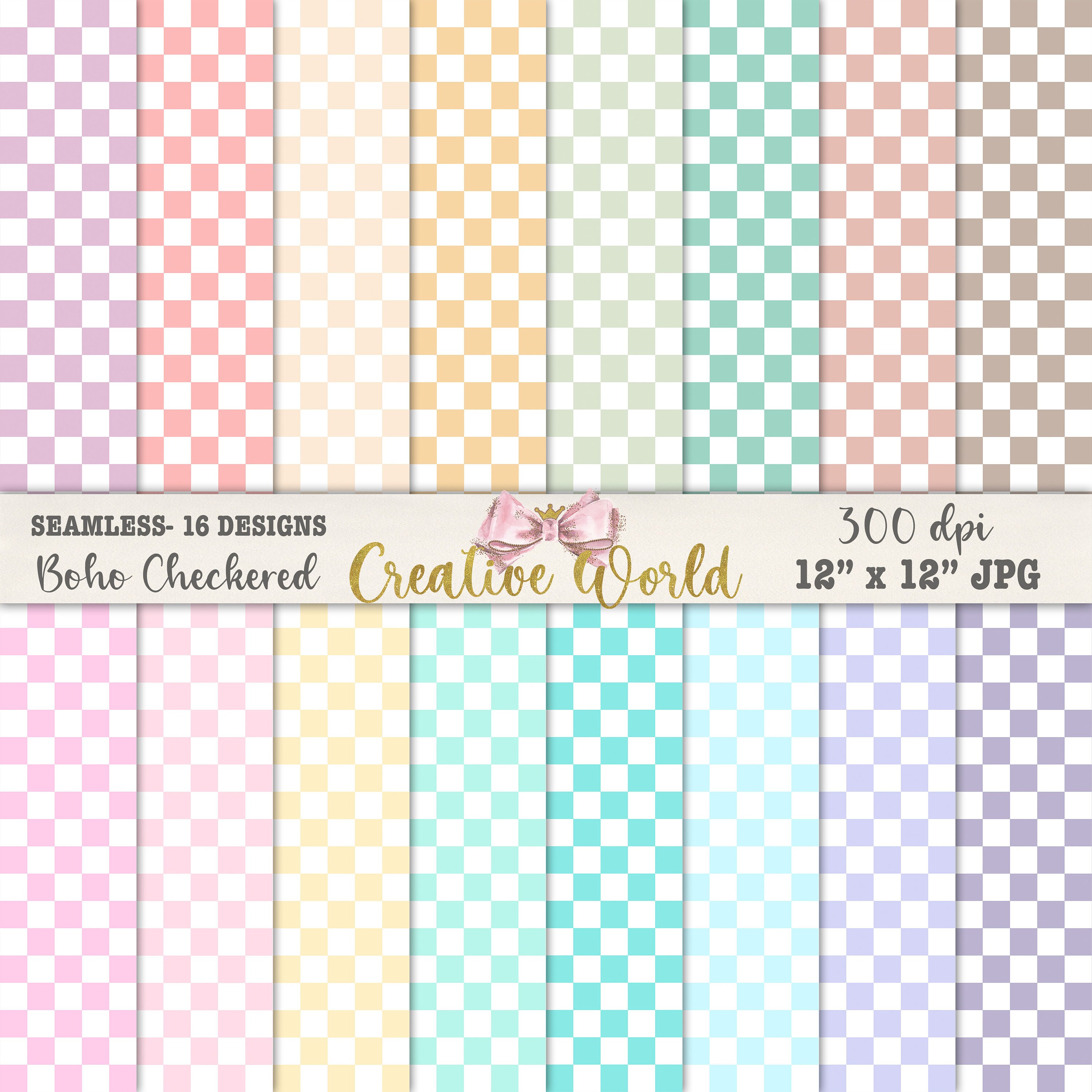 Boho Checkered Boho Pastel Color Digital Paper 300 Dpi - Etsy