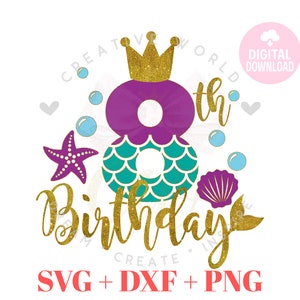 8th Birthday Mermaid SVG Mermaid SVG Mermaid Birthday SVG - Etsy
