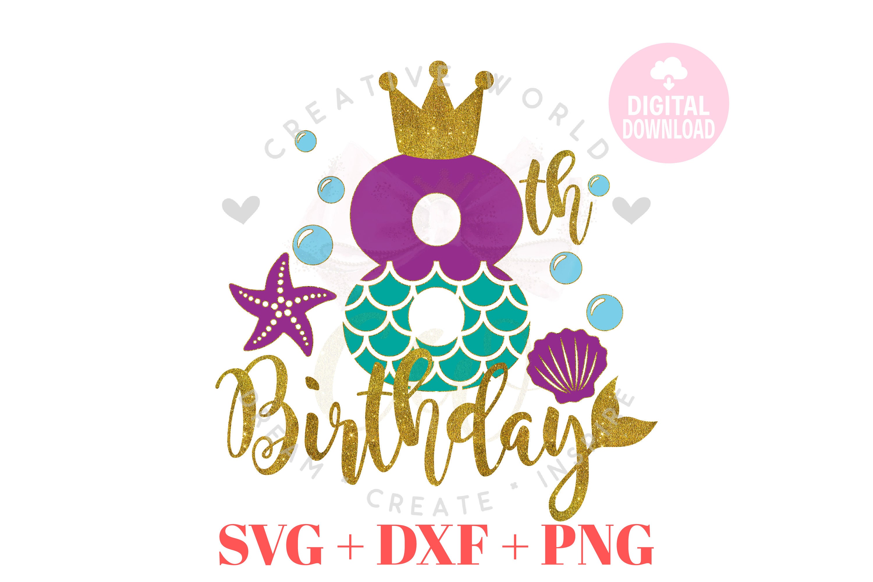 8th Birthday Mermaid SVG Mermaid SVG Mermaid Birthday SVG - Etsy