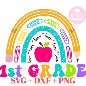 School Supply Rainbow Svg Rainbow Svg 1st Grade Svg 1st - Etsy
