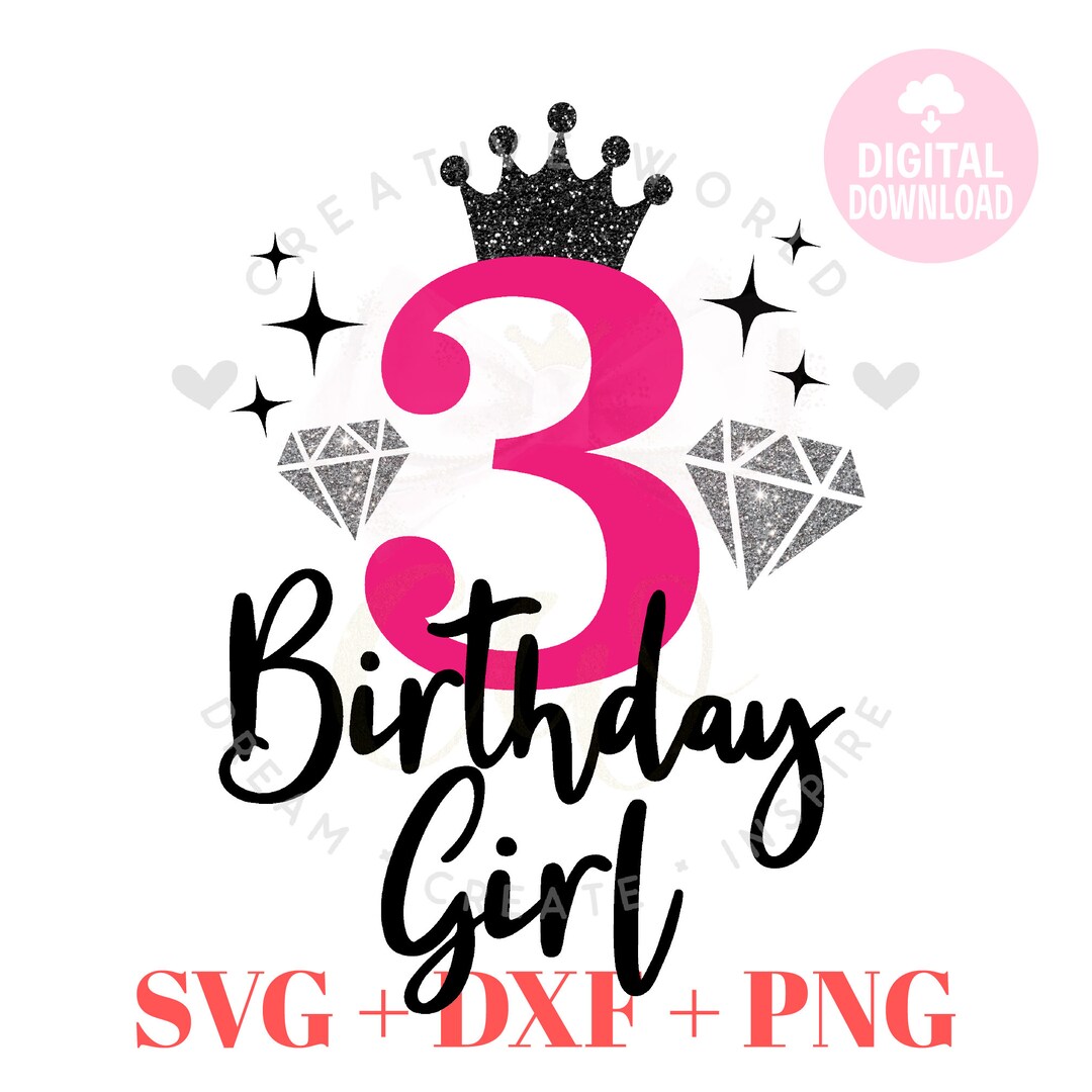 3rd Birthday | Girl 3rd Birthday Svg | Bling Bling Fancy Diamond Svg ...
