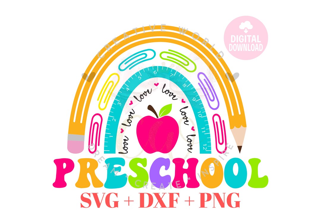 School Supply Rainbow Svg | Rainbow Svg | Preschool Svg | Preschool ...