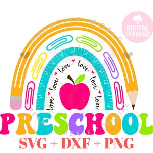 School Supply Rainbow Svg | Rainbow Svg | Preschool Svg | Preschool ...
