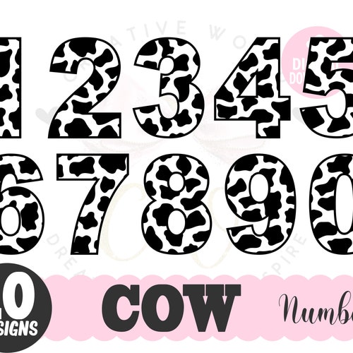 Cow Numbers 0-9 Svg Animal Cow Number Svg Birthday Cake - Etsy