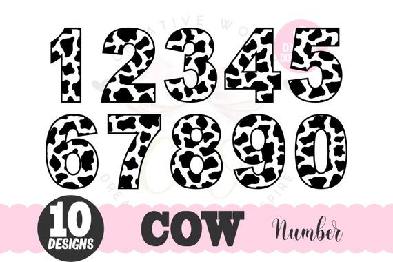 Cow Numbers 0-9 Svg Animal Cow Number Svg Birthday Cake - Etsy