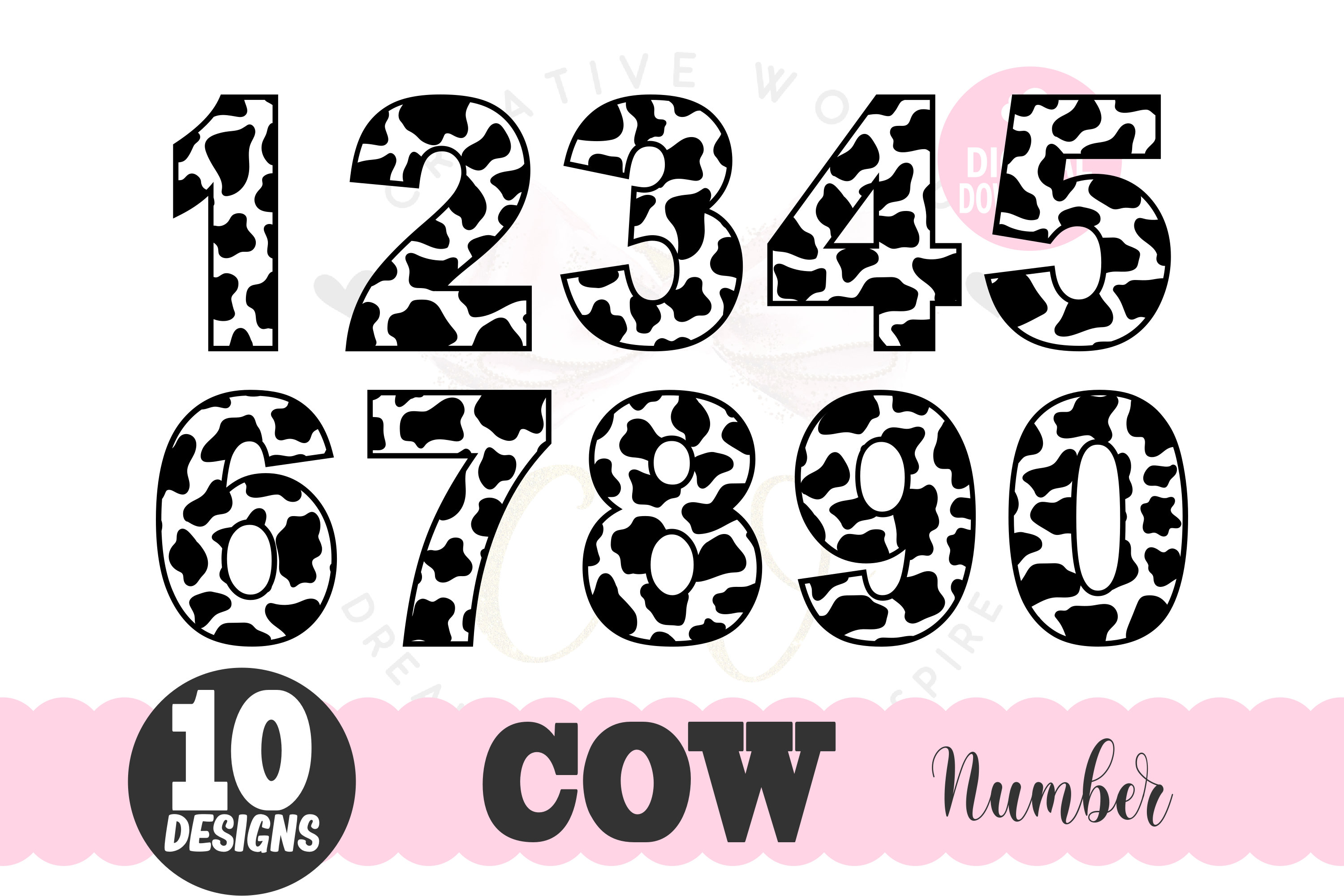 Números de vaca 0-9 svg / Animal Cow Number svg / Birthday | Etsy