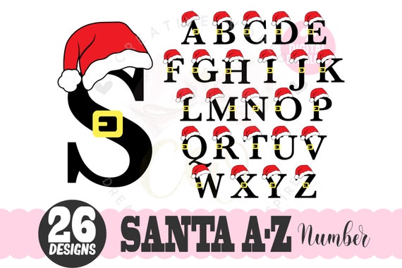 Santa Hat Alphabet Svg Letter A-Z Svg Christmas Santa | Etsy Australia