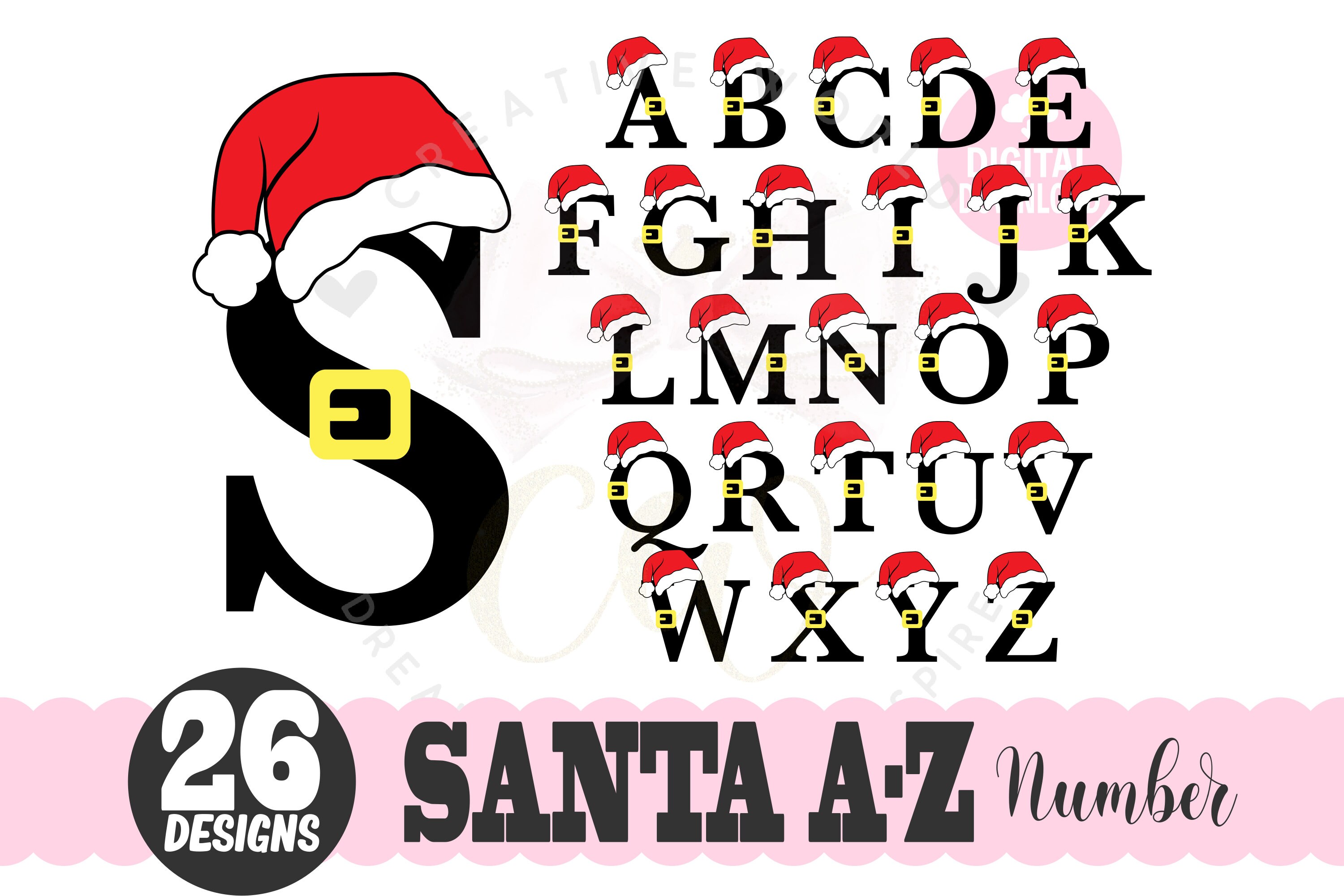 Santa Hat Alphabet Svg Letter A-Z Svg Christmas Santa - Etsy Australia