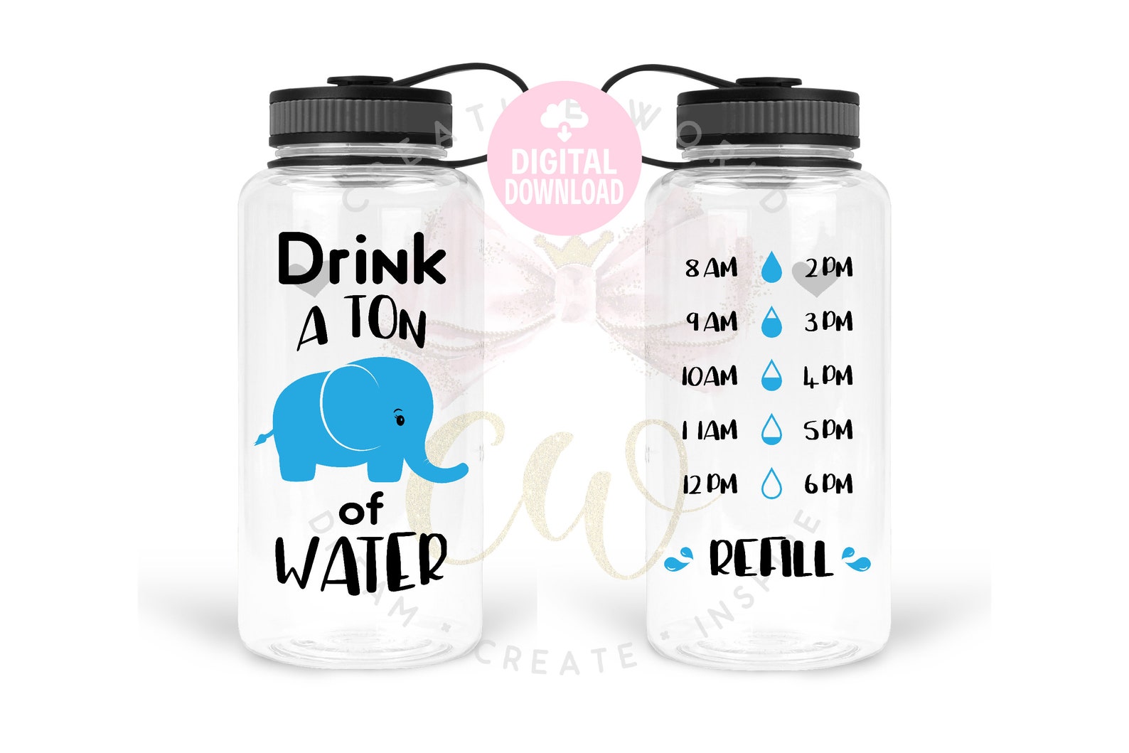 Drink a Ton of Water Motivational Svg Elephant Water Tracker - Etsy
