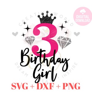 3rd Birthday Girl 3rd Birthday Svg Bling Bling Fancy | Etsy