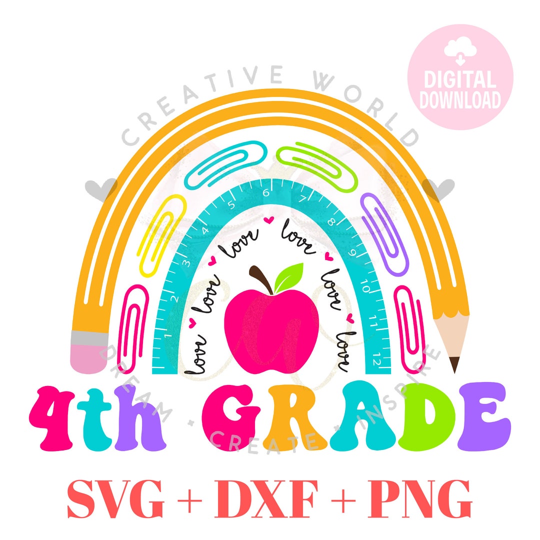 Útiles escolares Rainbow svg / Rainbow svg / 4to grado svg / - Etsy México