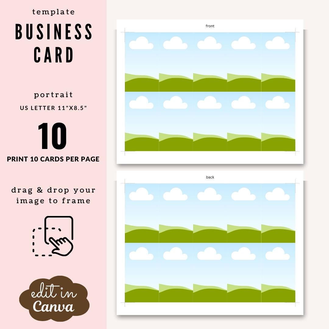 Printable Business Card Template | Editable Canva Design | 2 X 3.5 ...