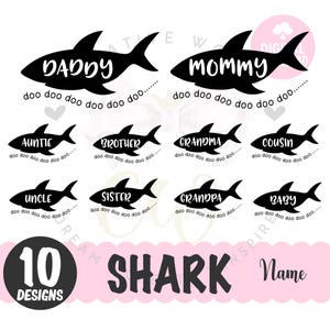 Shark SVG Shark Shark Family Mommy Shark Daddy Shark Brother Shark ...