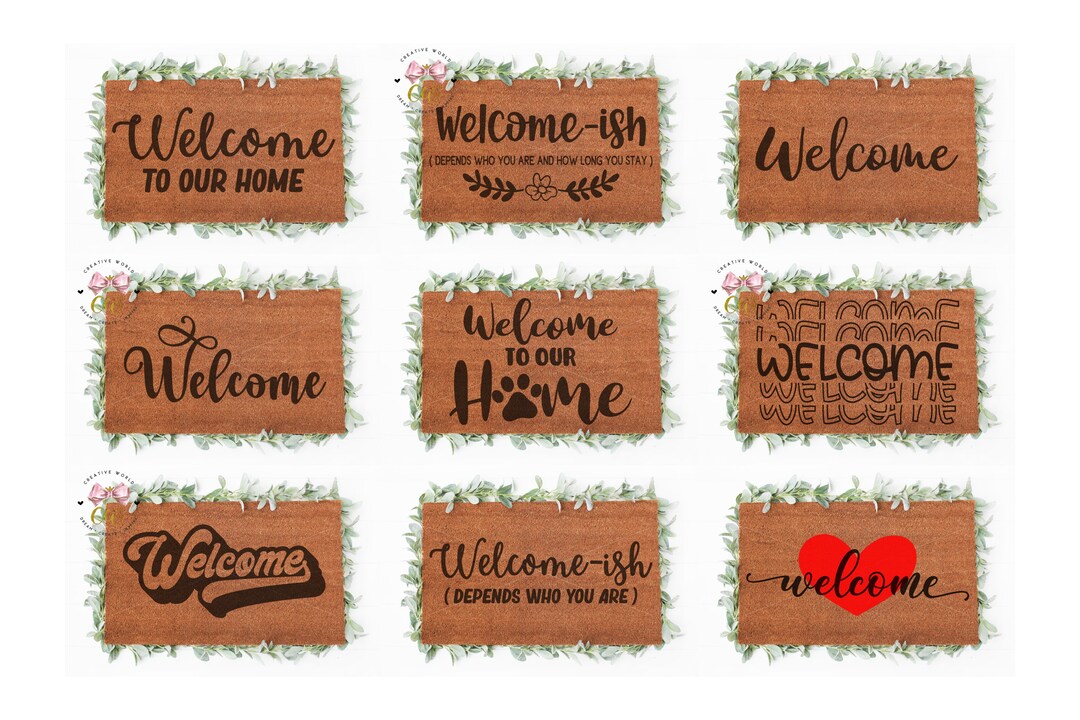 Bundle of 9 Welcome Doormat Svg Doormat Svg Hello Svg Welcome Doormat ...