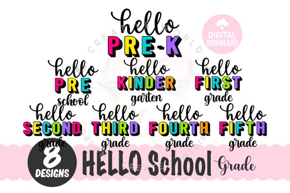 Bundle of 8 Hello School Grade Svg Pre-k Svg Back to - Etsy