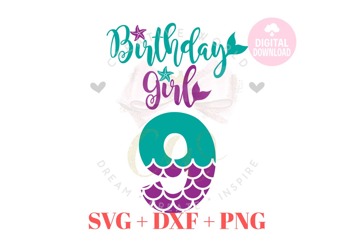 My 9th Birthday Mermaid SVG Mermaid SVG Mermaid Birthday | Etsy