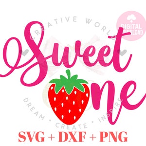 Bundle of 6 ~ Sweet One Strawberry Birthday Svg | Strawberry One Svg ...