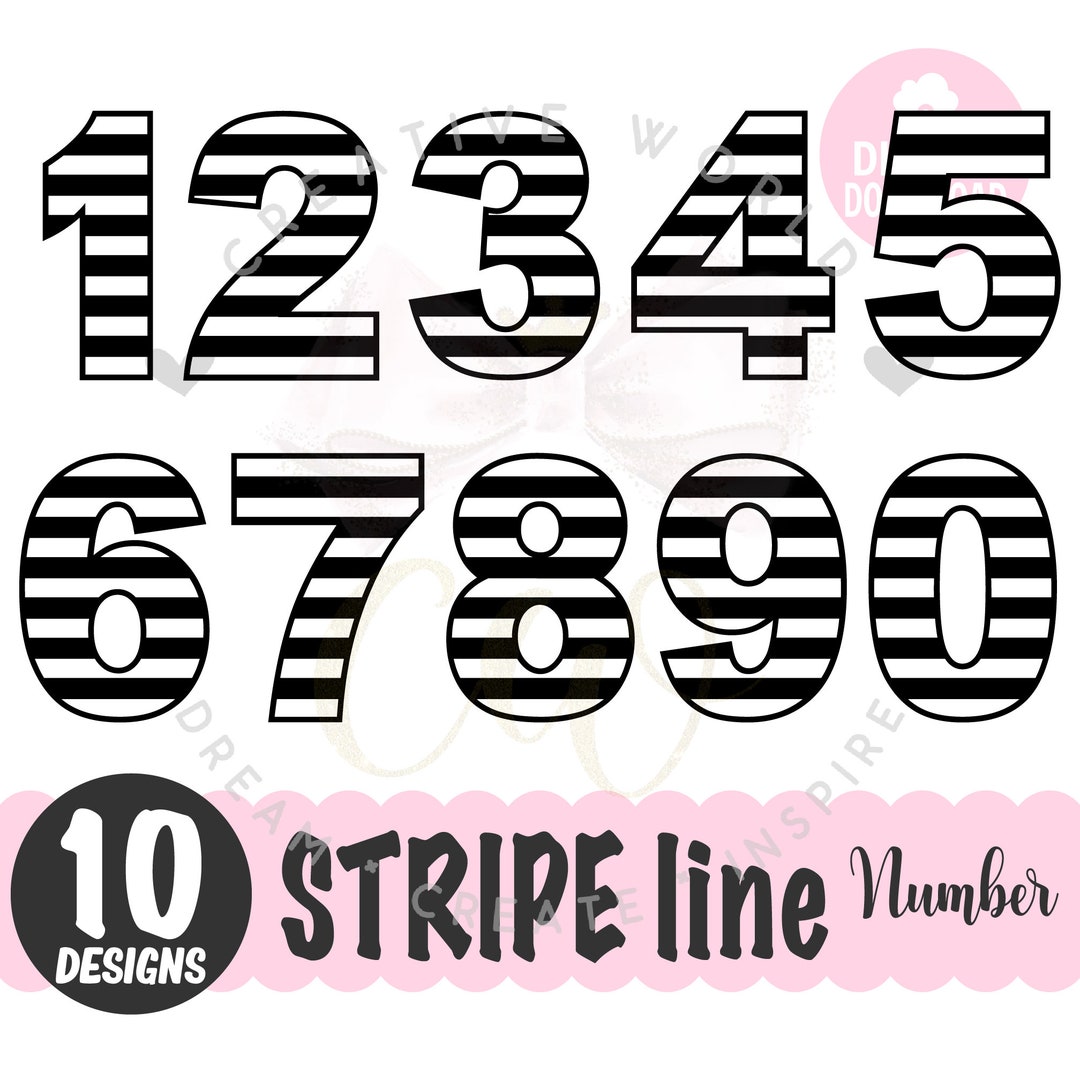 Stripe Number Svg | Stripe Number | Black and White Stripe Svg | Stripe ...