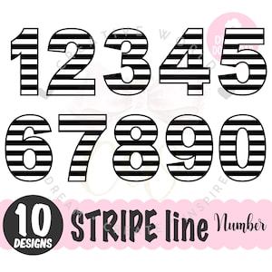 Stripe Number Svg | Stripe Number | Black and White Stripe Svg | Stripe ...