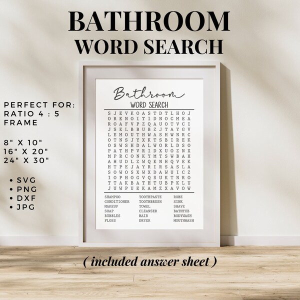 Bathroom Word Search - Etsy