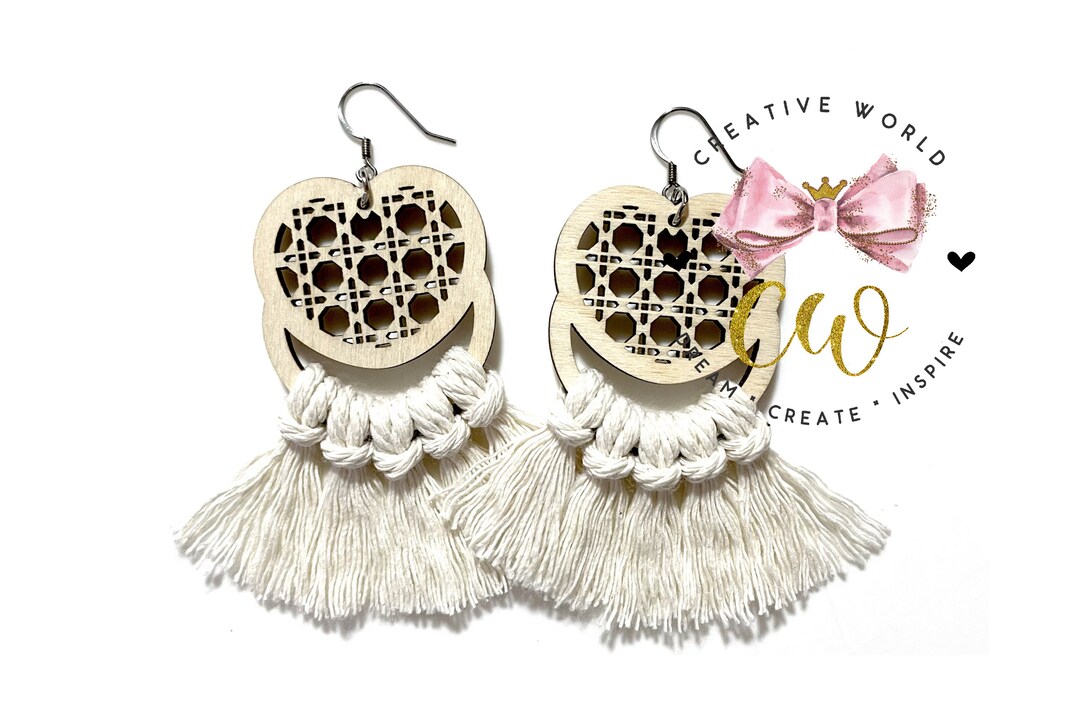 Macrame Rattan Earrings Svg | Earring | Earring Template | Laser Cut ...