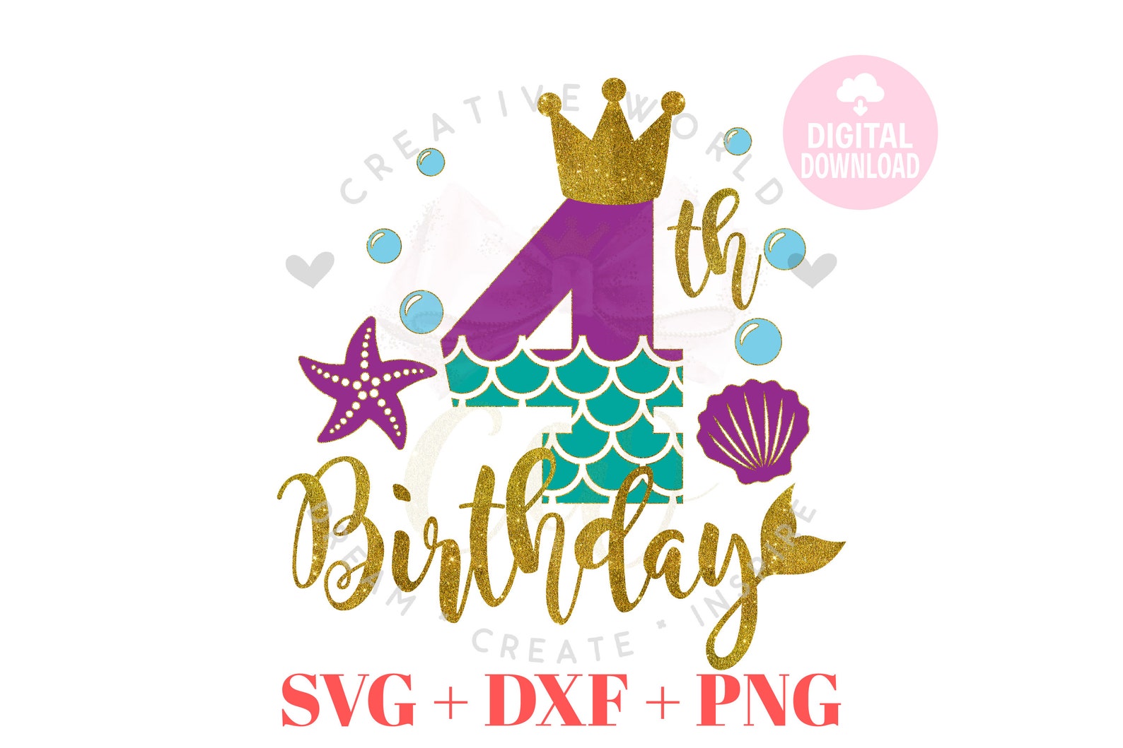 4th Birthday Mermaid SVG Mermaid SVG Mermaid Birthday SVG - Etsy