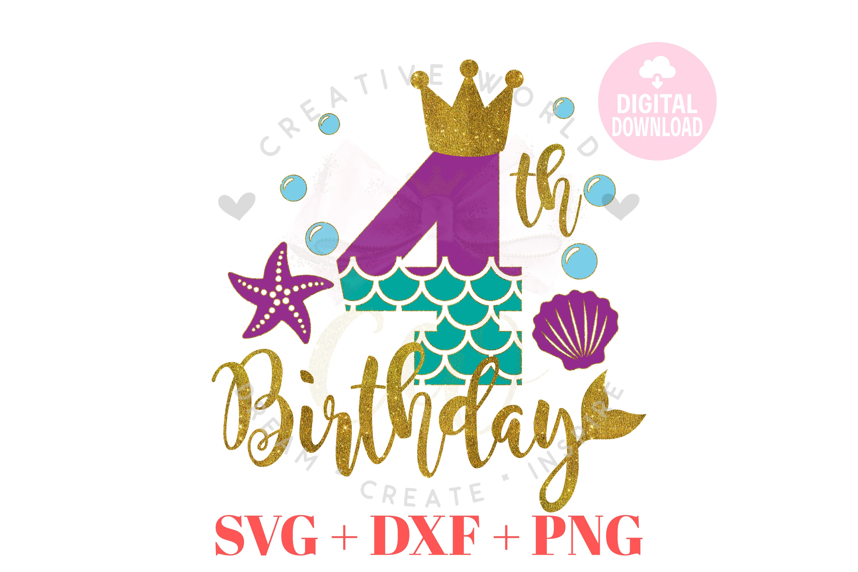 4th Birthday Mermaid SVG Mermaid SVG Mermaid Birthday SVG - Etsy
