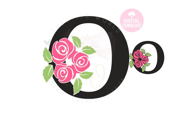 Floral Alphabet svg Letter O Rose Monogram svg Flower | Etsy