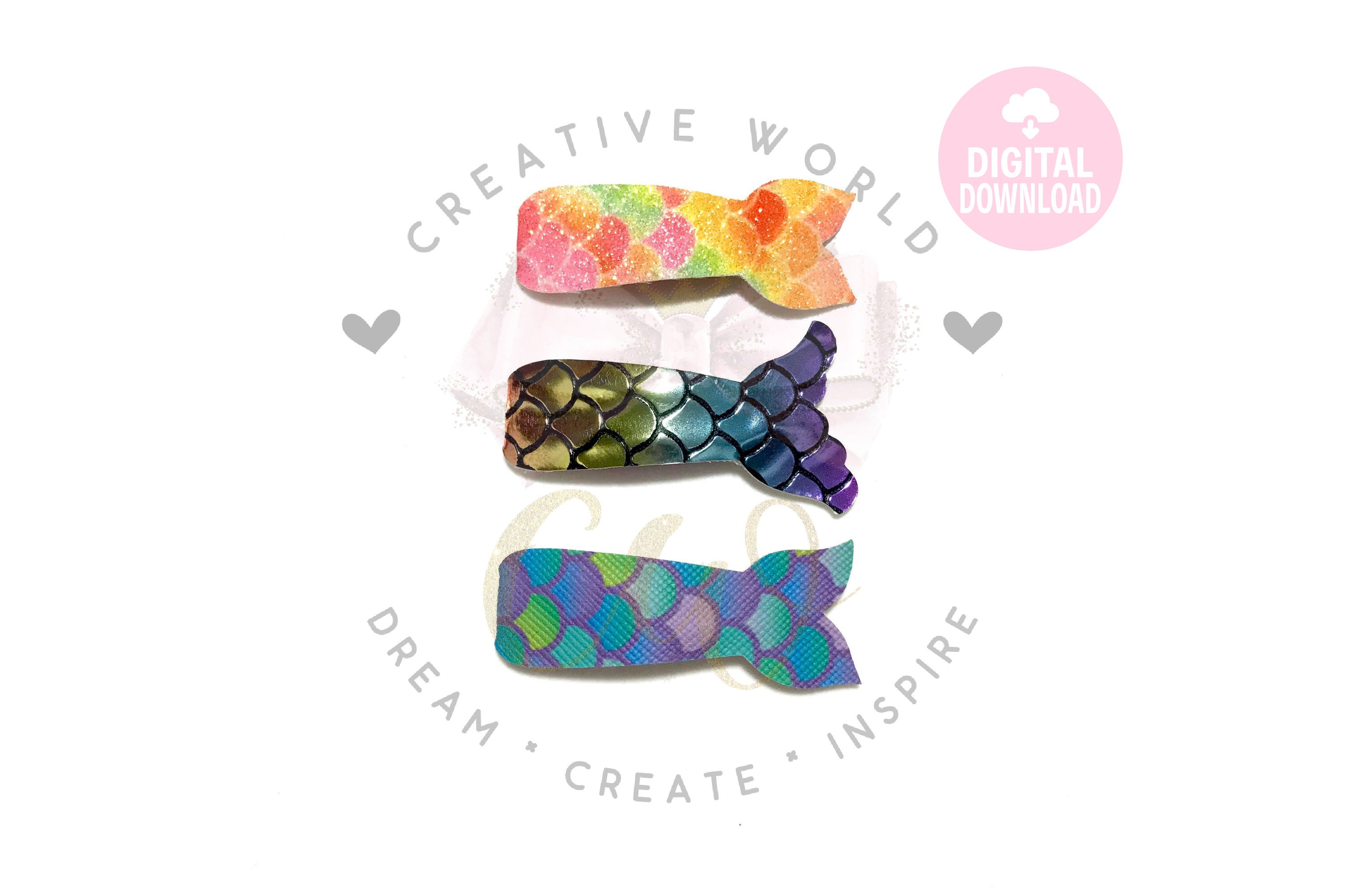 Set of 3 Mermaid Snap Clip Svg | Snap Clip Digital Template | Mermaid ...