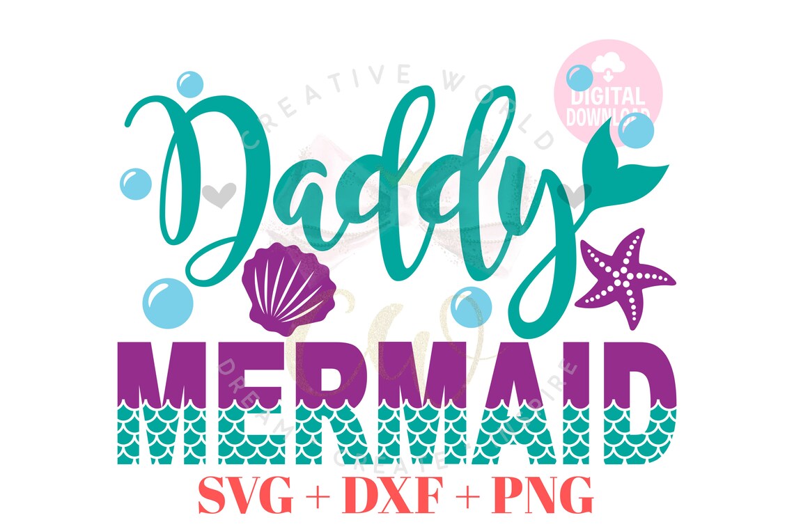 Daddy Mermaid SVG Daddy Mermaid Mermaid SVG Daddy | Etsy