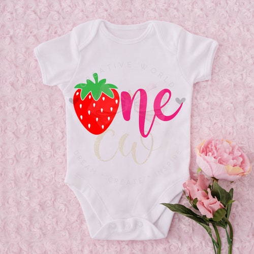 Strawberry One Cake Topper Svg Strawberry First Birthday Svg - Etsy